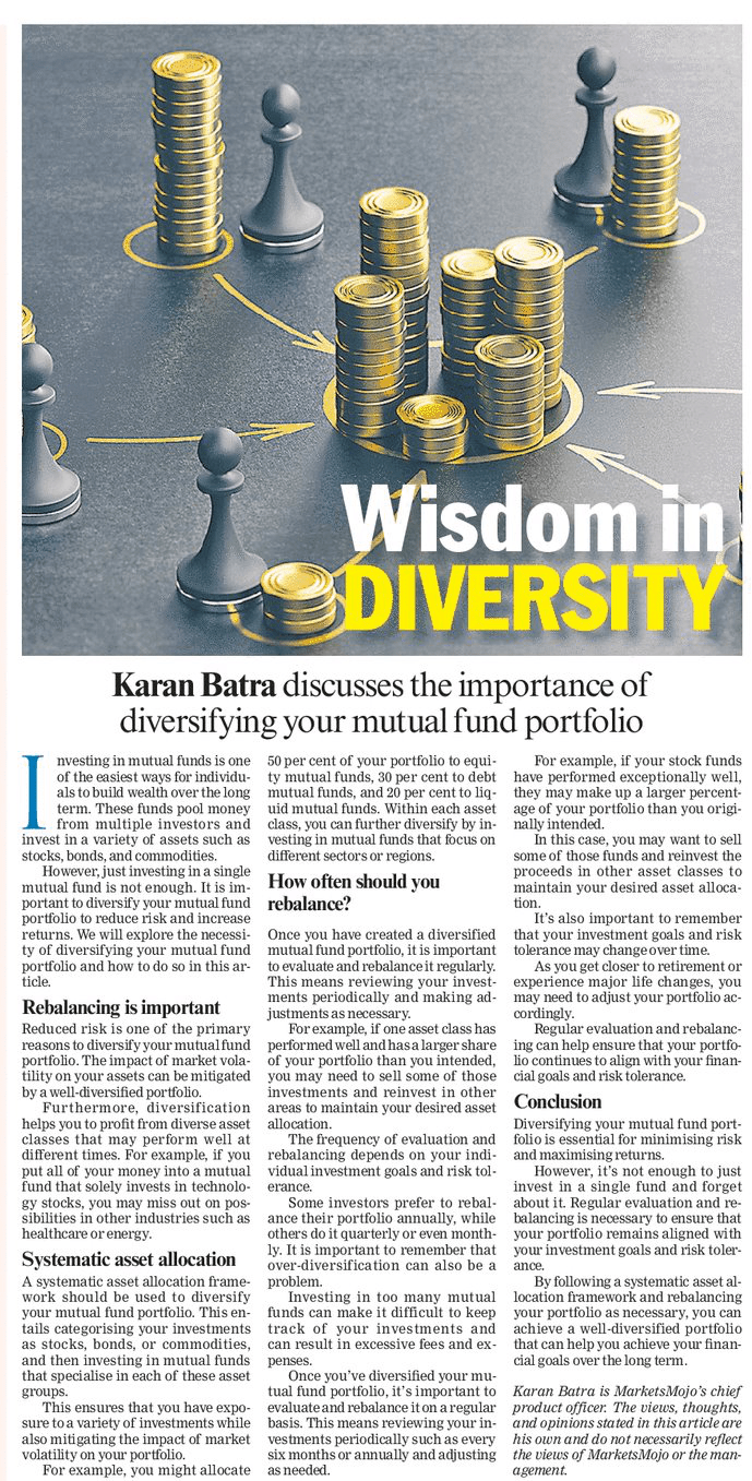 Wisdom in diversity: Importance of diversifying mutual fund portfolio