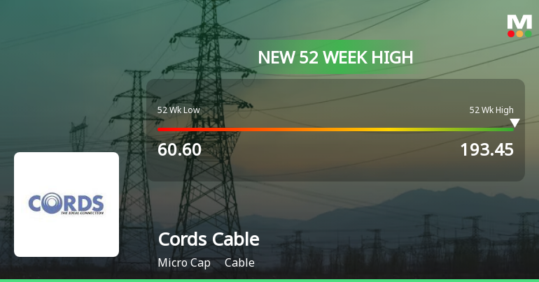 Cords Cable Industries' Stock Reaches All-Time High, Outperforms Sector ...