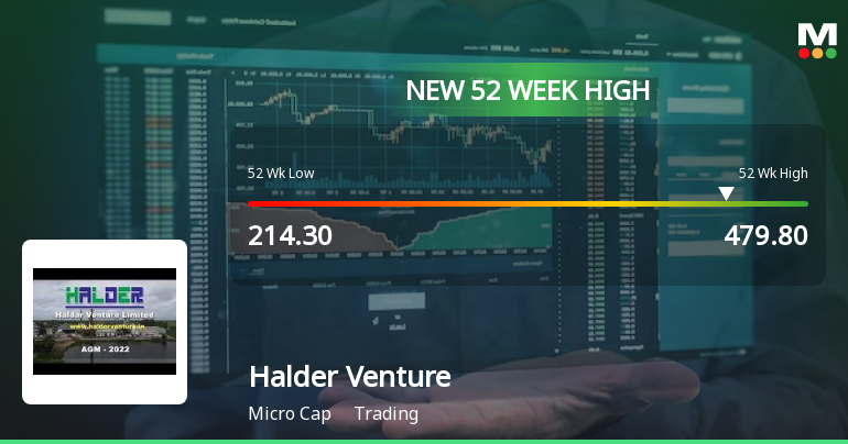 Halder Venture's Stock Reaches 52-Week High, Outperforms Sector and Sensex