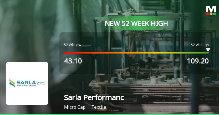 Sarla Performance Fibers Hits 52-Week High, Outperforms Sector and Sensex